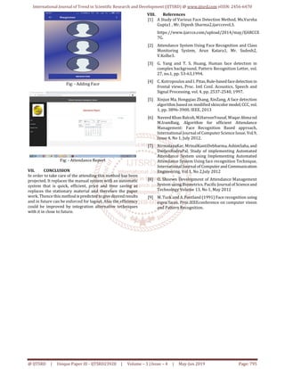 Face Recognition Based Attendance System with Auto Alert to Guardian using Call and SMS | PDF ...