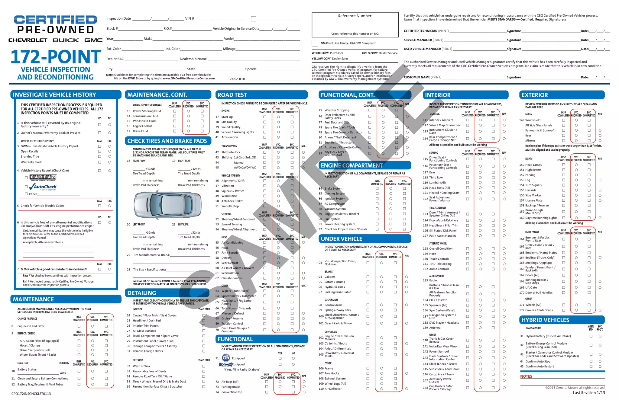 172 inspectionchecklist | PDF | Certified Pre-Owned Cars | Auto Type