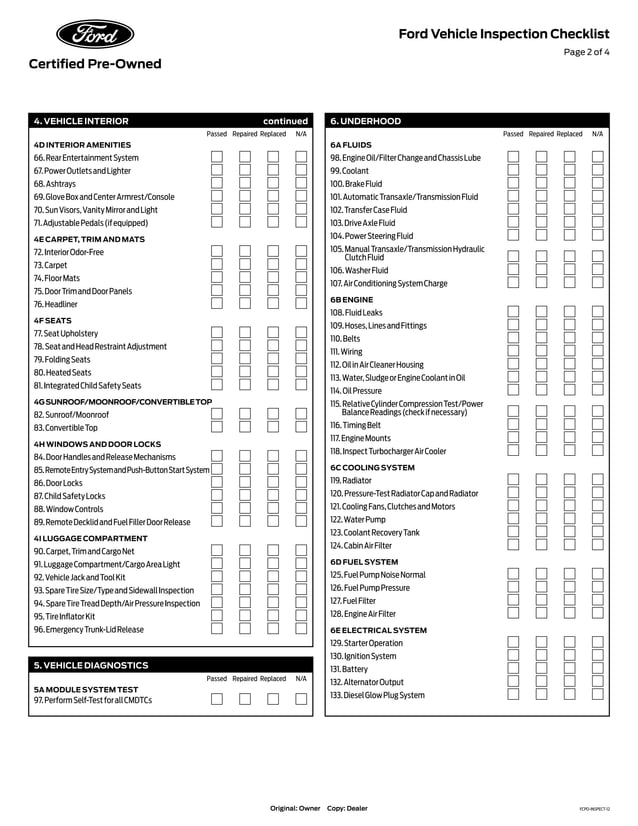 Ford Certified Vehicle 172 point inspection | PDF