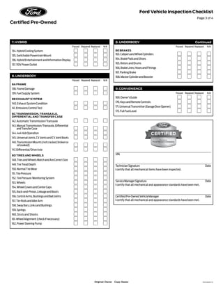 Ford Certified Vehicle 172 point inspection | PDF | Auto Type | Automotive