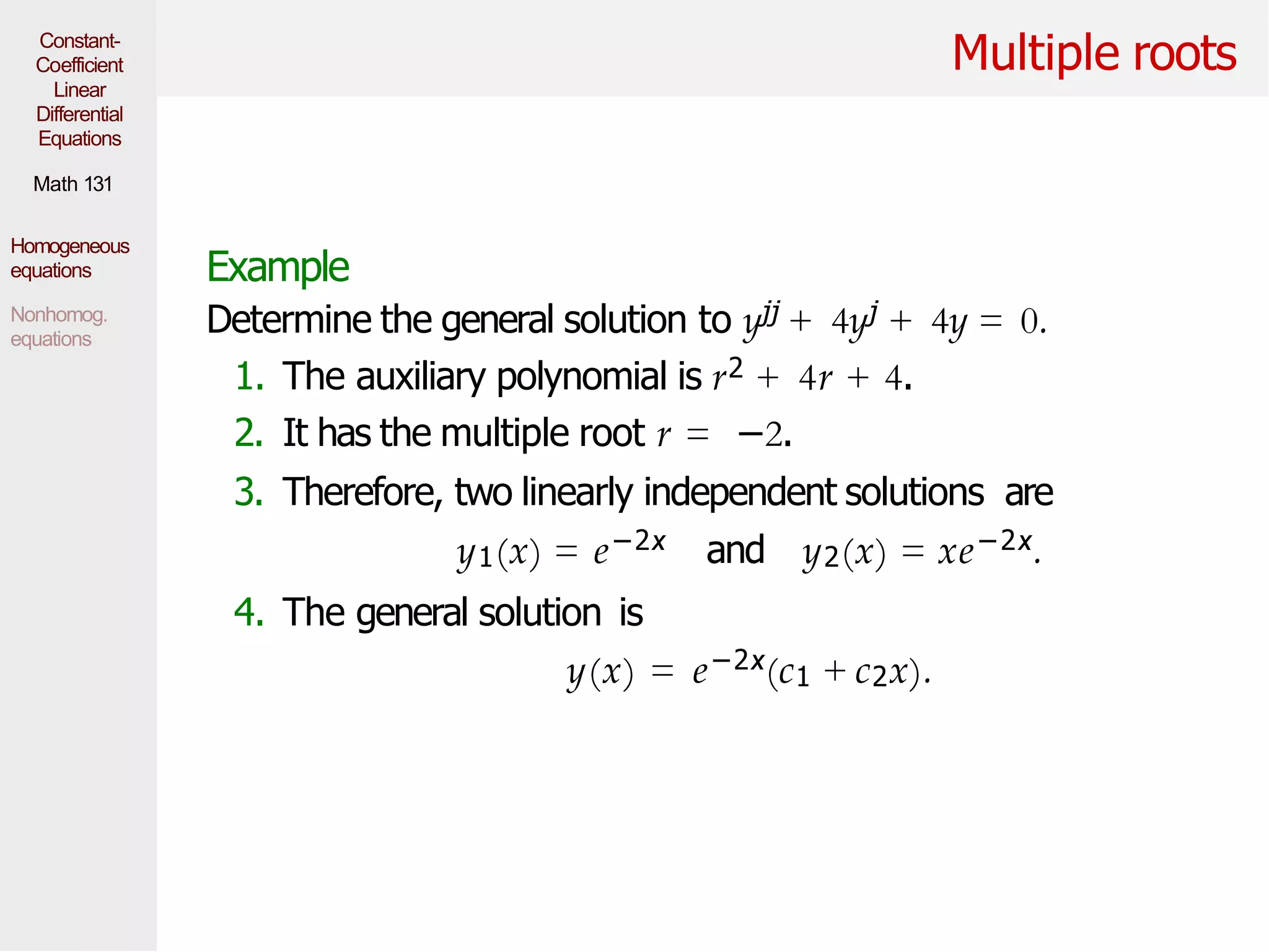 Constant-Coefficient Linear Differential Equations | PPTX