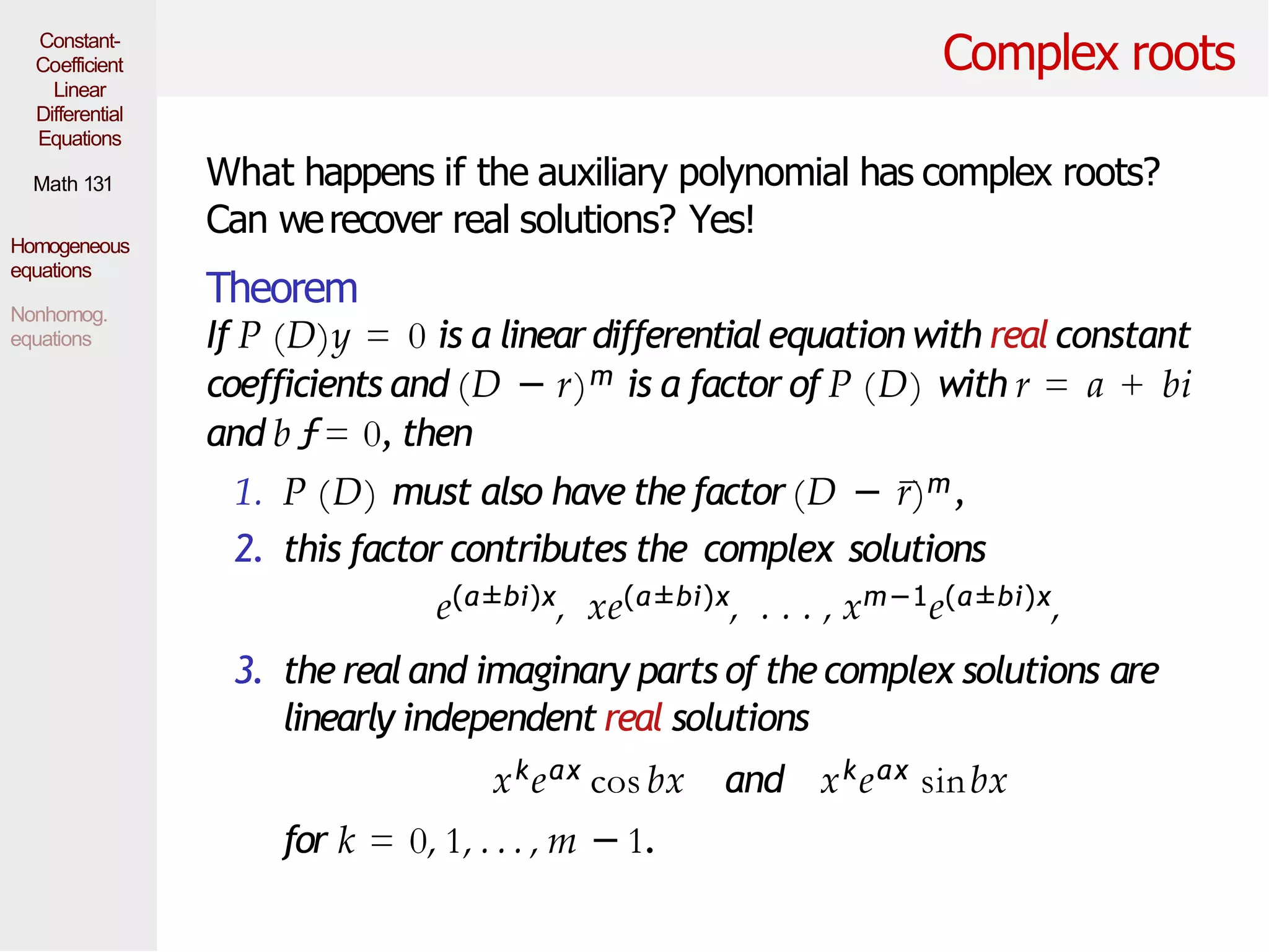 Constant-Coefficient Linear Differential Equations | PPTX Constant-Coefficient Linear Differential Equations | PPTX