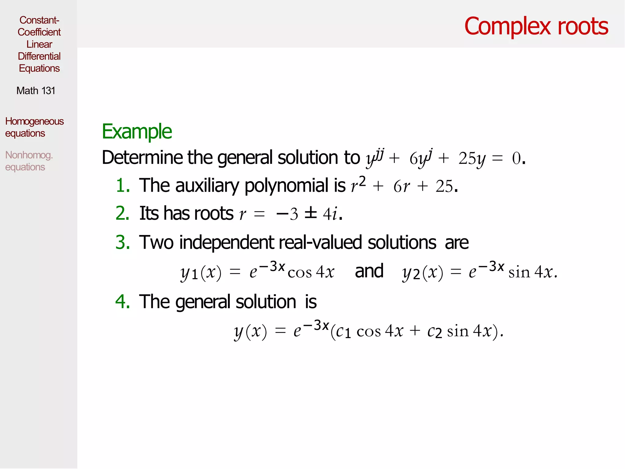 Constant-Coefficient Linear Differential Equations | PPT Constant-Coefficient Linear Differential Equations | PPT