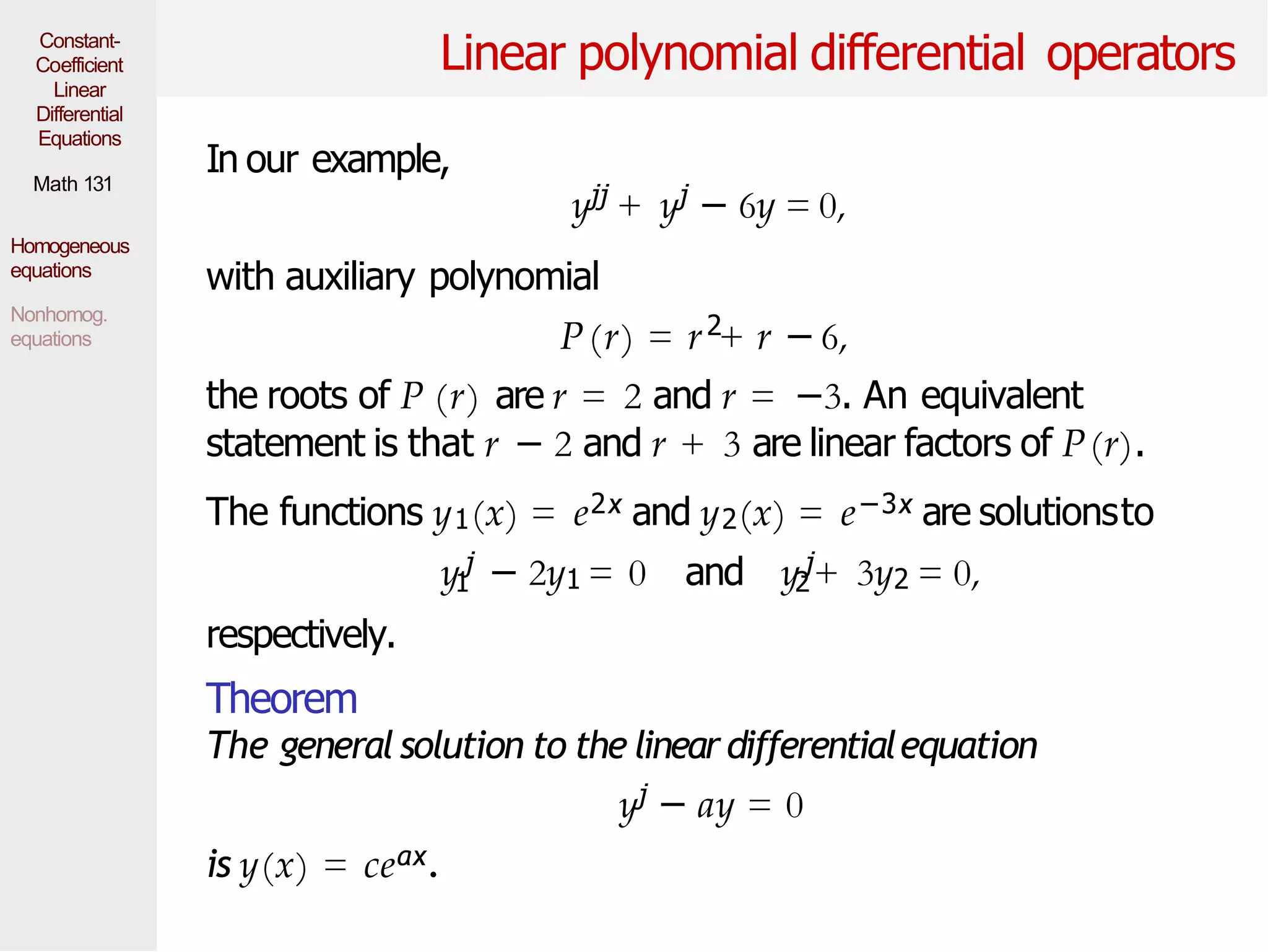 Constant-Coefficient Linear Differential Equations | PPT Constant-Coefficient Linear Differential Equations | PPT