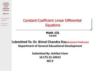 Constant-Coefficient Linear Differential Equations | PPTX
