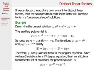 Constant-Coefficient Linear Differential Equations | PPTX