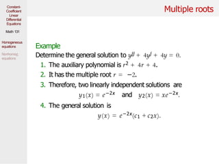 Constant-Coefficient Linear Differential Equations | PPTX