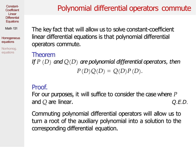 Constant Coefficient Linear Differential Equations Pptx