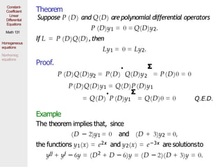Constant-Coefficient Linear Differential Equations | PPTX