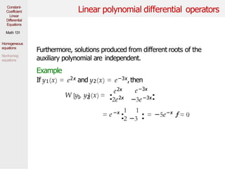 Constant-Coefficient Linear Differential Equations | PPTX
