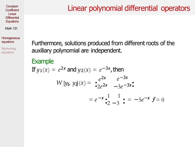Constant Coefficient Linear Differential Equations Pptx