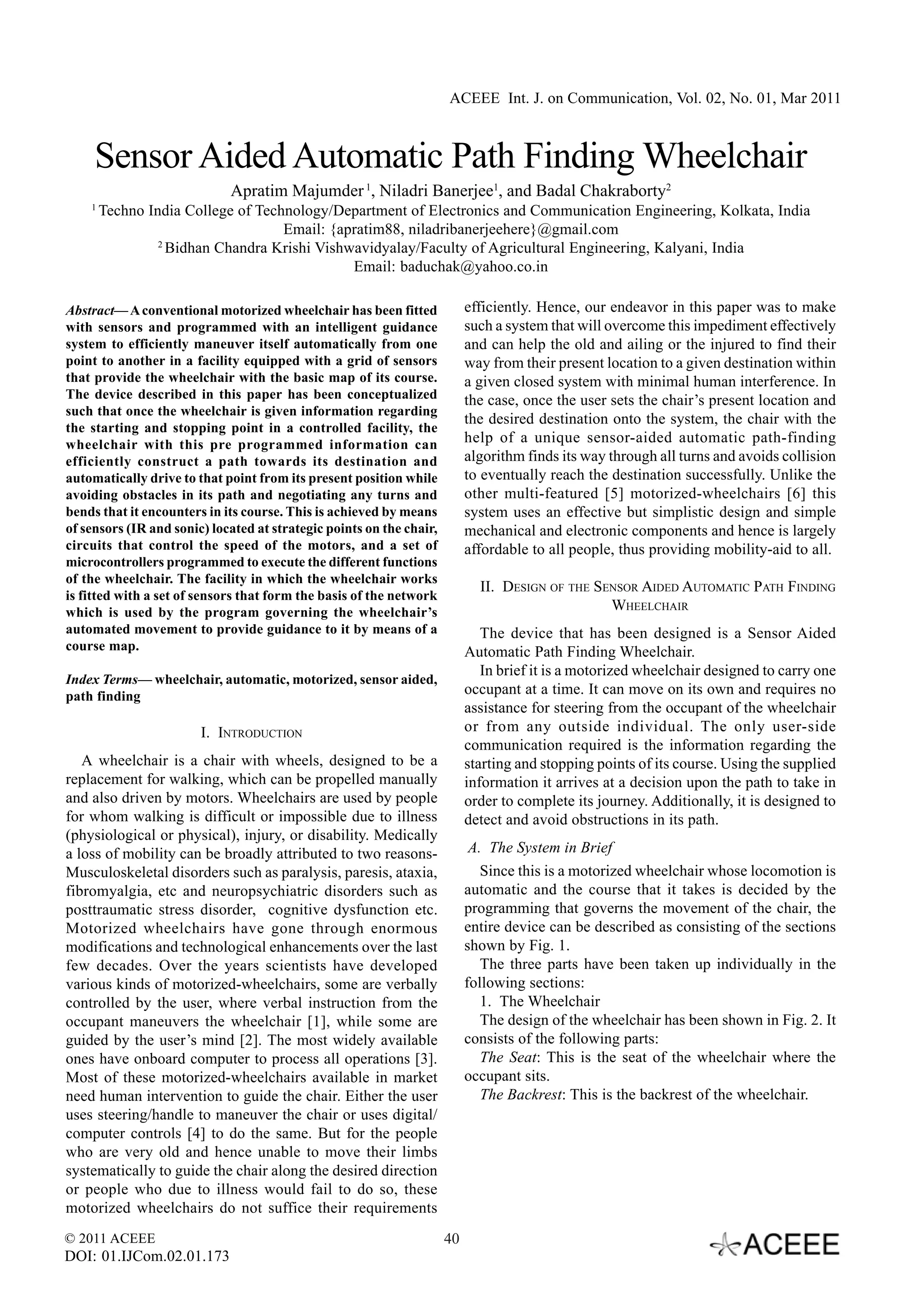 Sensor Aided Automatic Path Finding Wheelchair | PDF