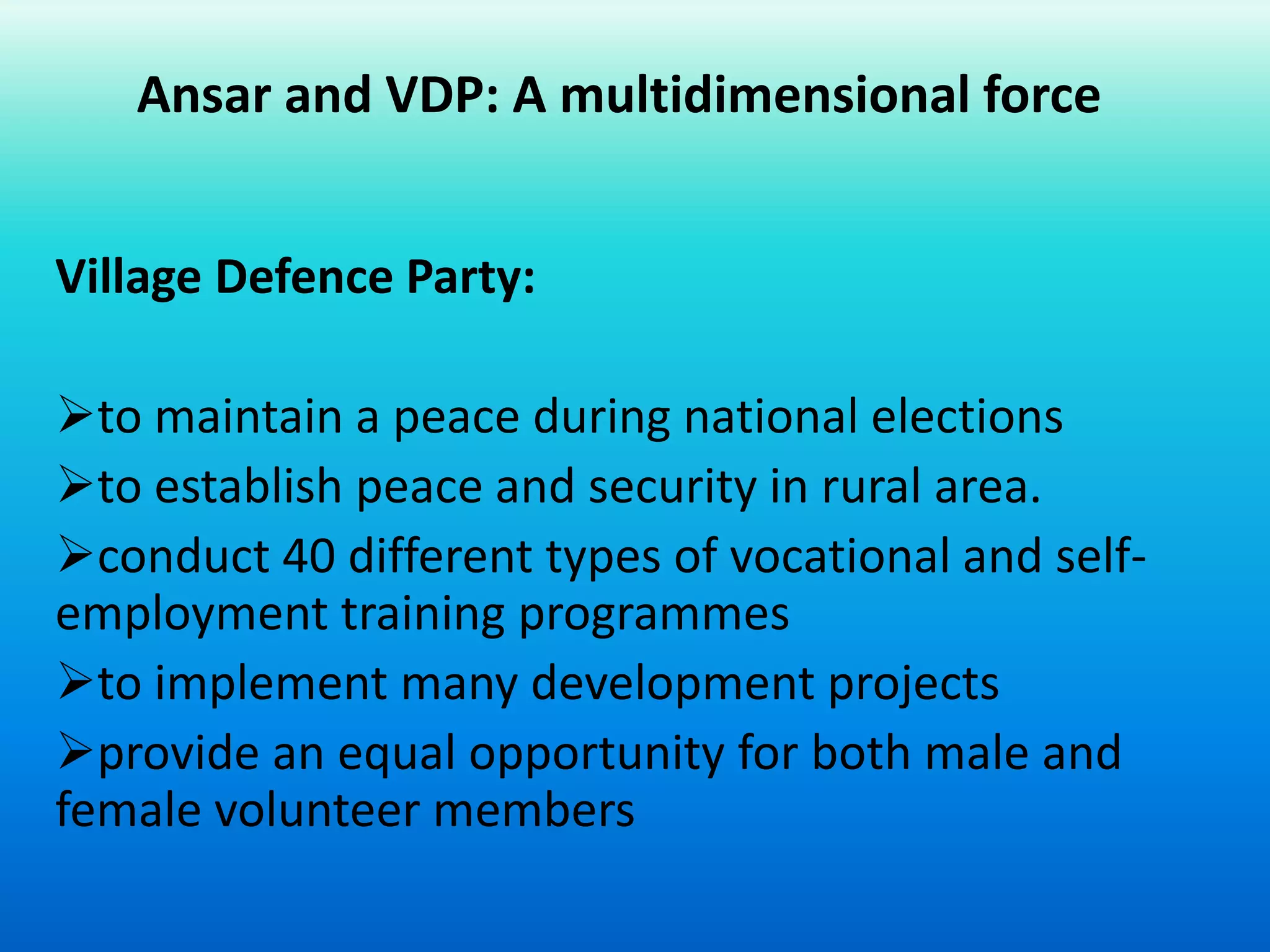 Bangladesh ansar and VDP: a multidimensional force in human security ...