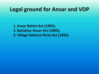 Bangladesh ansar and VDP: a multidimensional force in human security ...