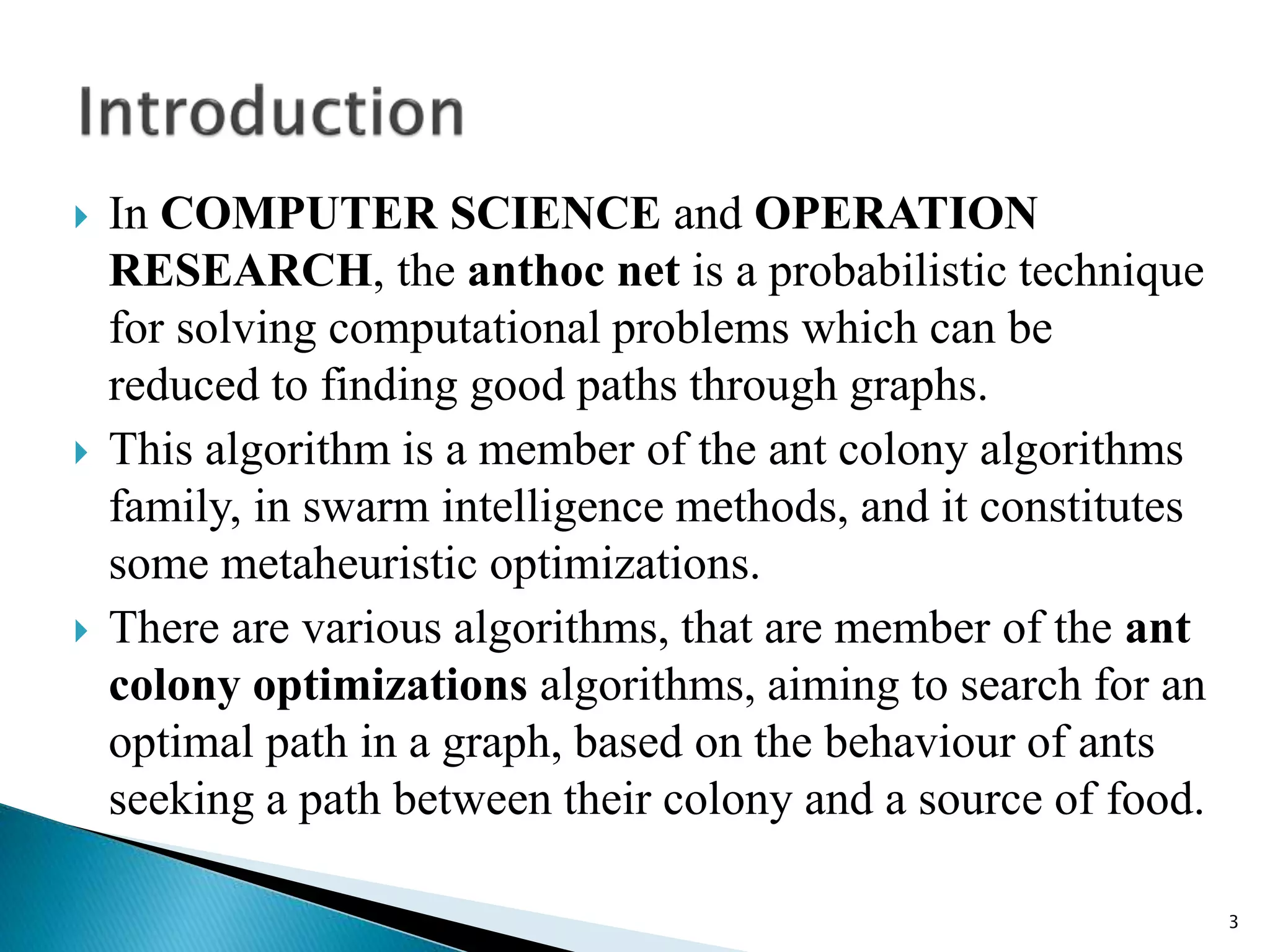 ANTHOCNET HYBRID ROUTING ALGORITHM FOR MANET USING SWARM TECHNOLOGY | PPT