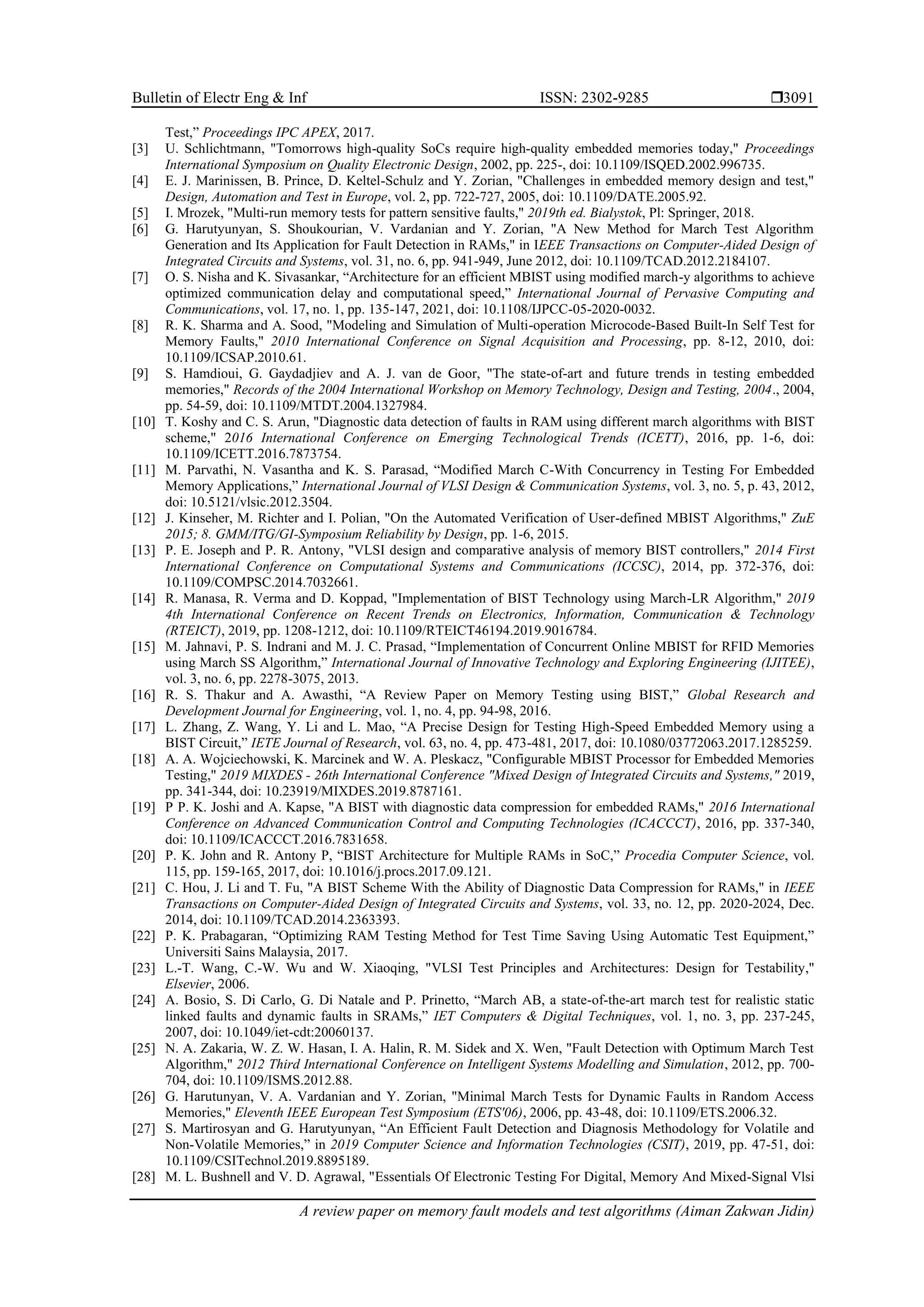 A Review Paper On Memory Fault Models And Test Algorithms Pdf
