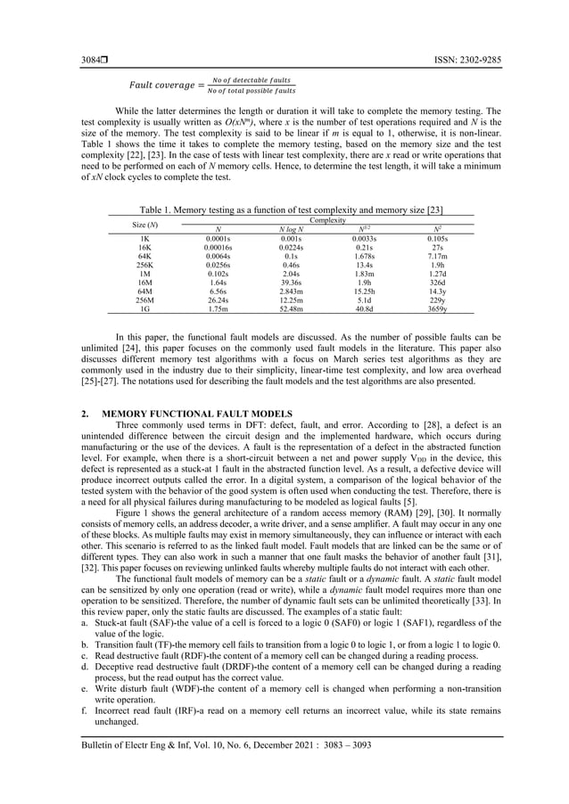 A review paper on memory fault models and test algorithms | PDF