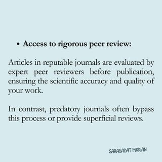 Identifying high-quality academic journals and avoiding predatory ...