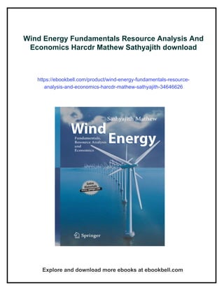 Wind Energy Fundamentals Resource Analysis And Economics Harcdr Mathew ...