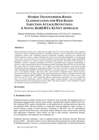 Hybrid Transformer-Based Classification for Web-Based Injection Attack Detection: A Novel ...