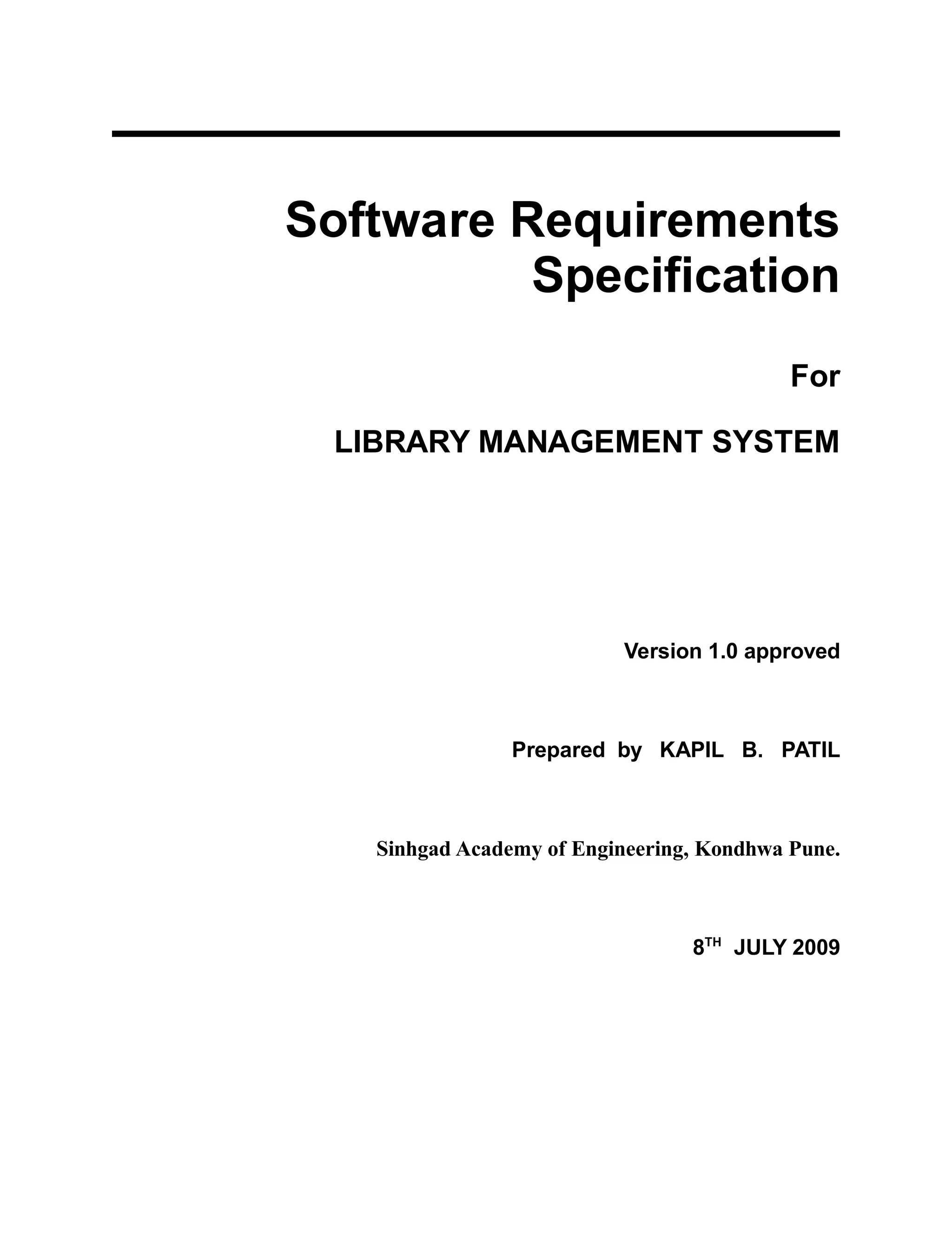 17337071 srs-library-management-system | PDF