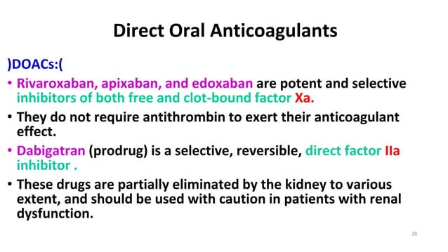 Antithrombotics (Anticoagulants, anti platelets) | PPT