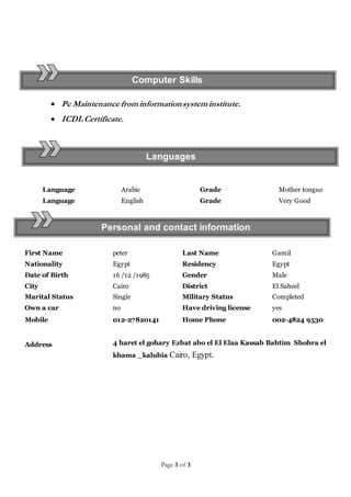 Peter gamil saweris cv1 | PDF