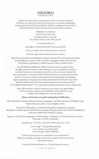Qualitative Research Methods In Human Geography 5th Edition Iain Hay ...