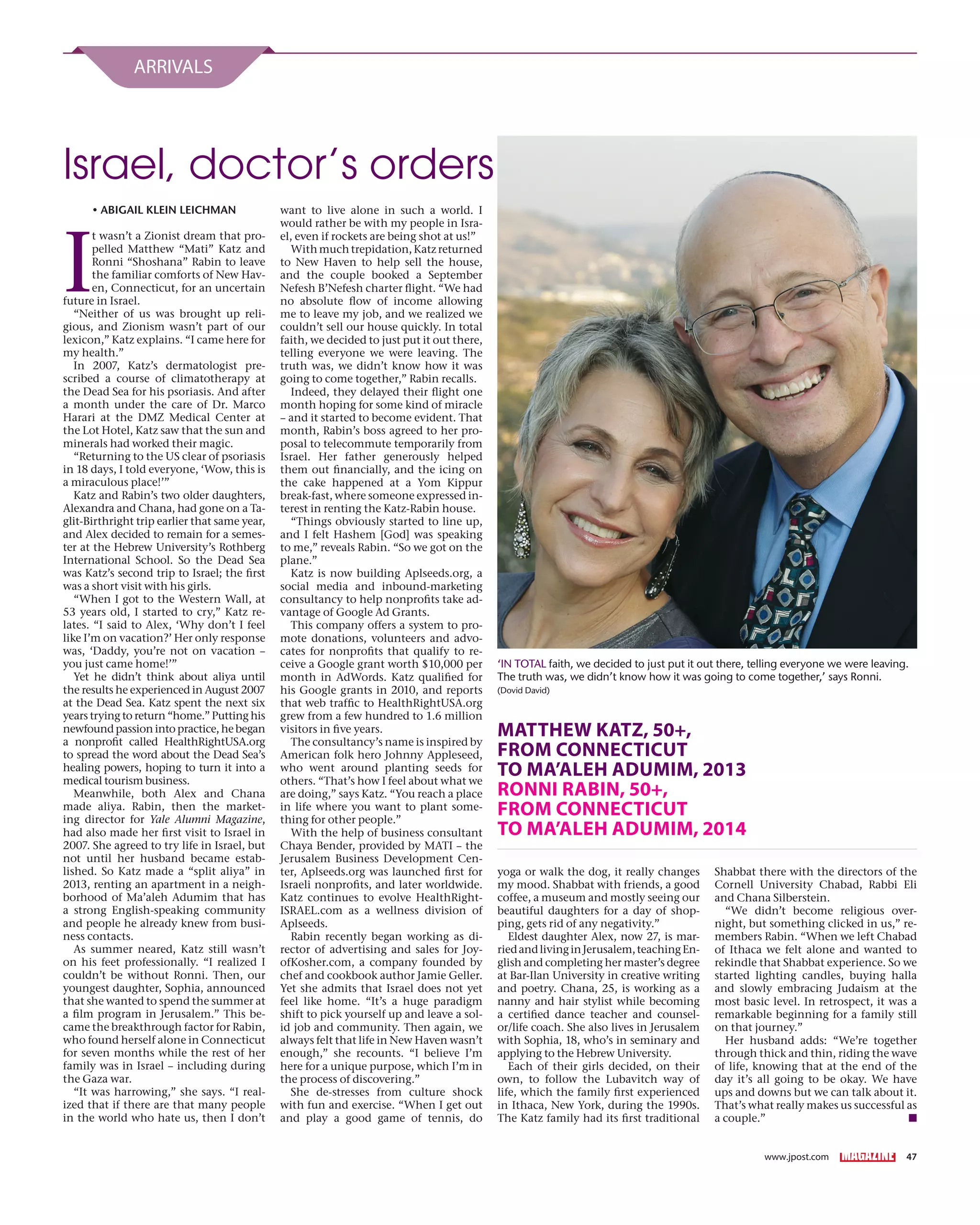 AliyahPRMati&Ronni July3-2015jpost | PDF