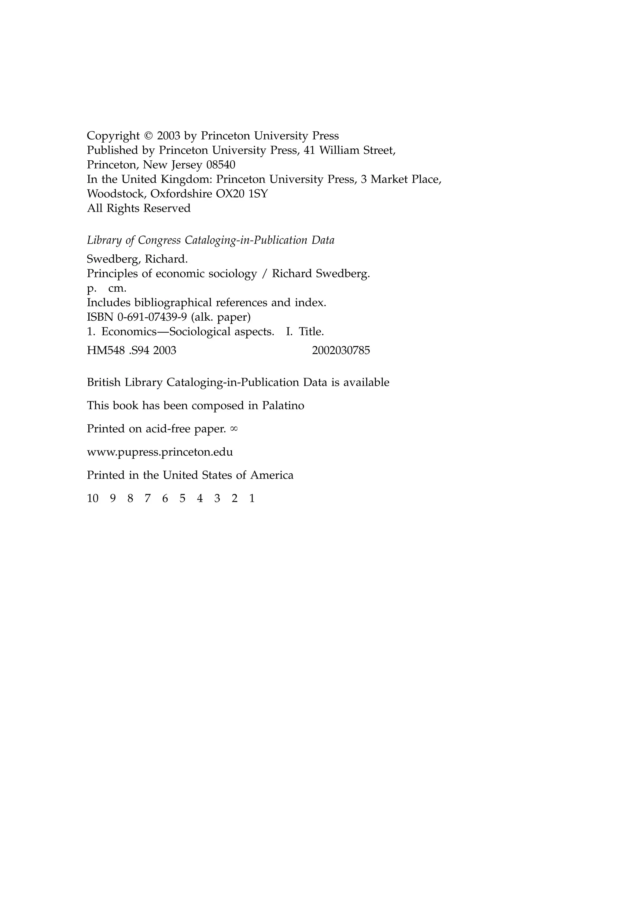 Principles Of Economic Sociology Richard Swedberg | PDF