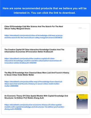 Cities Of Knowledge Cold War Science And The Search For The Next ...