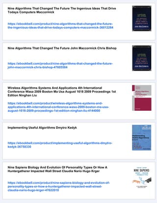 Nine Algorithms That Changed The Future The Ingenious Ideas That Drive ...