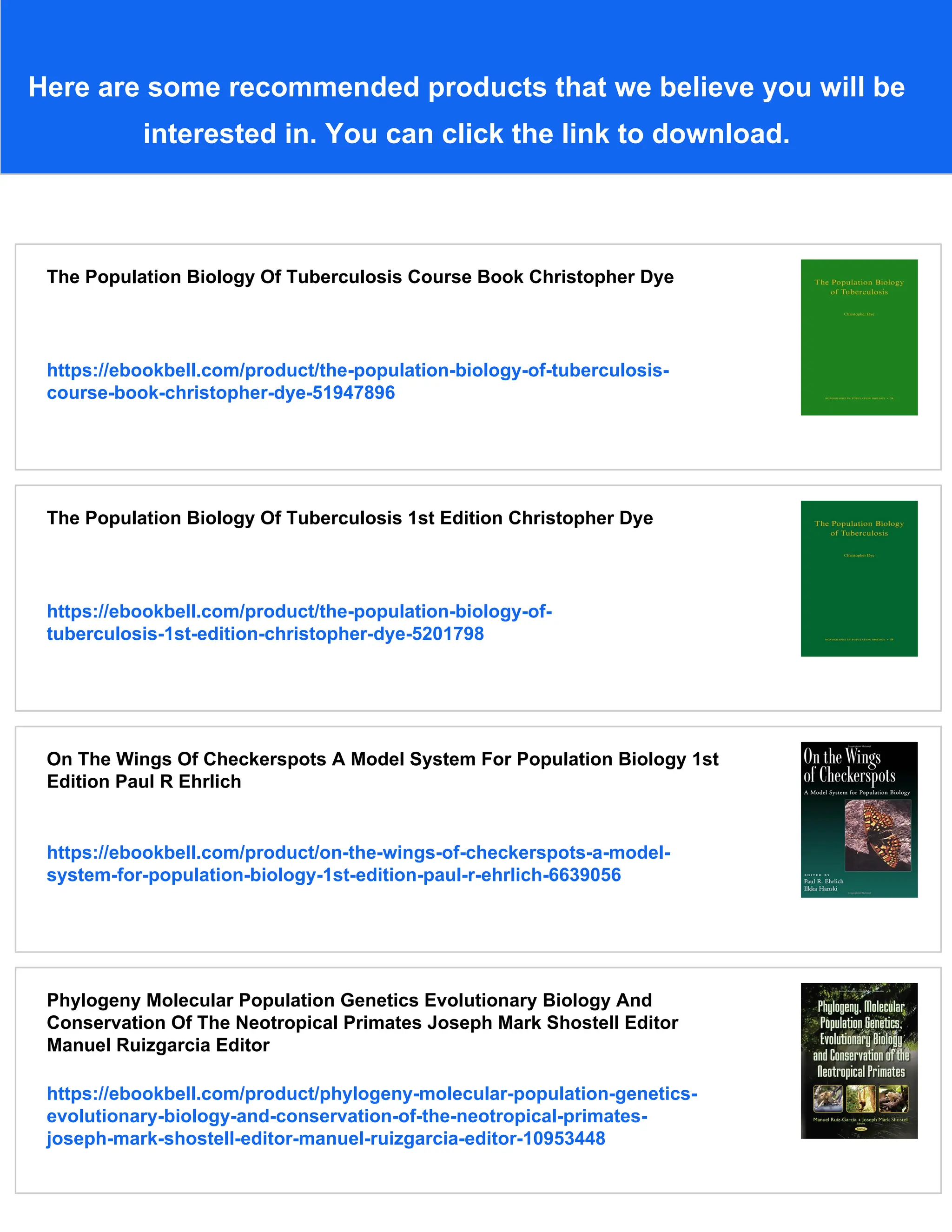 The Population Biology Of Tuberculosis Christopher Dye | PDF