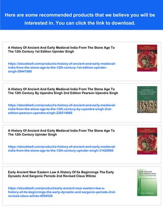 A History Of Ancient And Early Medieval India Upinder Singh | PDF