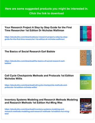 Research Methods The Basics 1st Edition Nicholas Walliman | PDF
