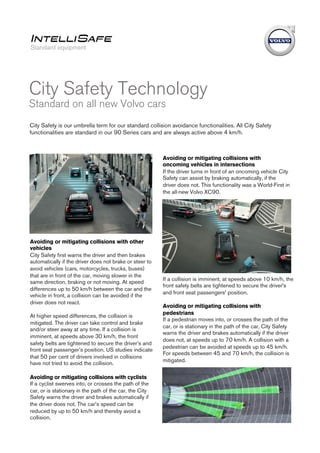 Volvo intelli safe factsheet for volvo s 90 series cars | PDF