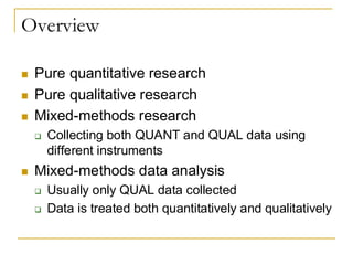 Mixed Methods Research Design and Analysis With Validity: A Primer | PPT