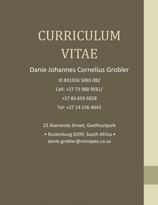 DJC GROBLER CURRICULUM VITAE 2015 | PDF