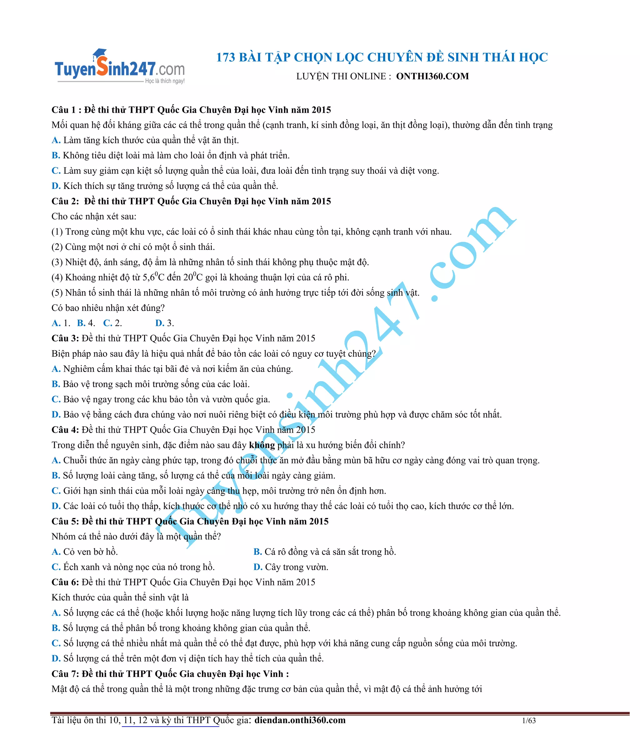 173 bai tap_chon_loc_chuyen_de_sinh_thai_co_loi_giai_chi_tiet | PDF