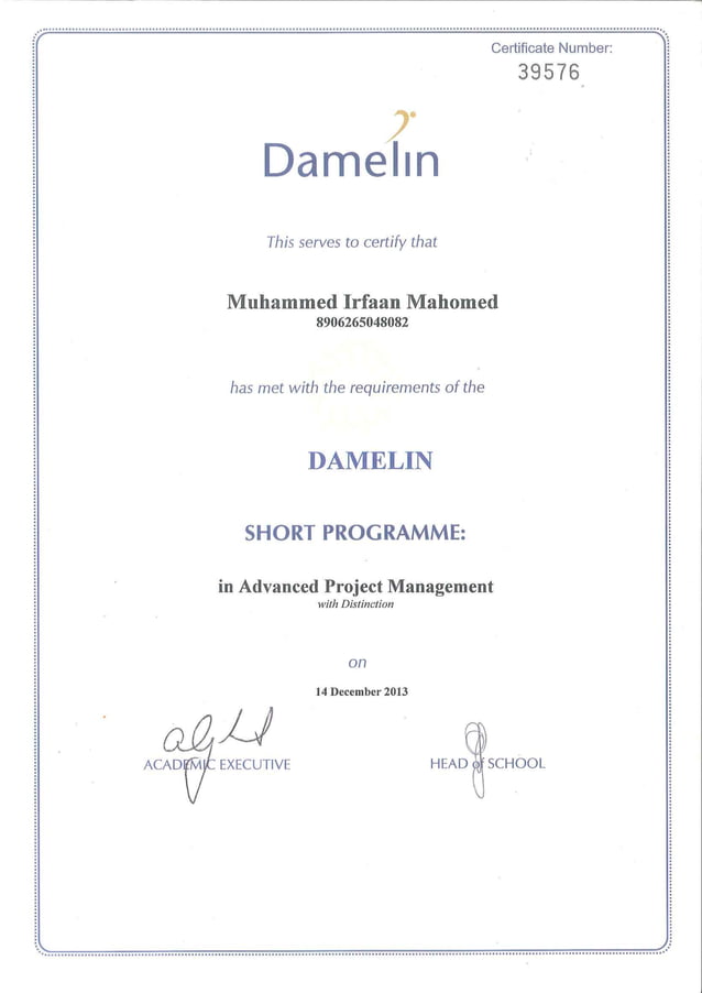 Damelin certificate | PDF