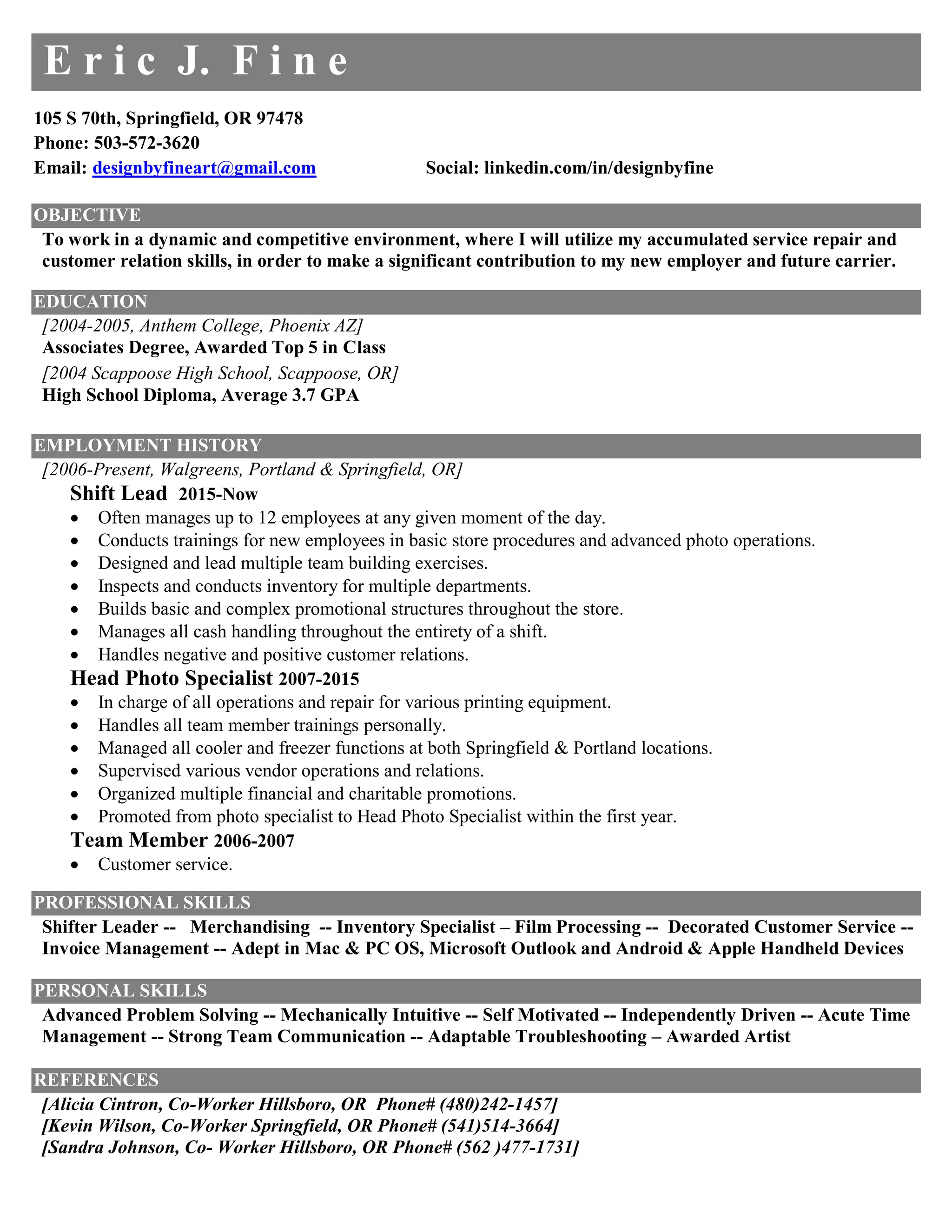 Eric Fine Resume | PDF | Computing | Technology & Computing