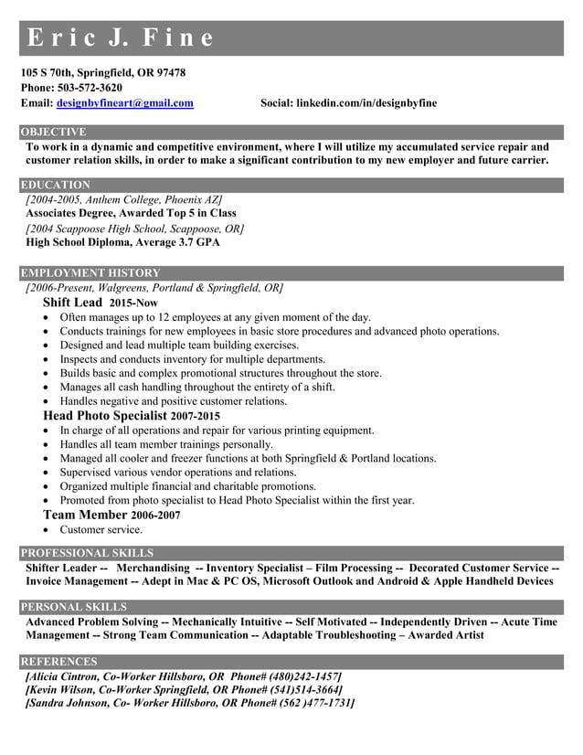 Eric Fine Resume | PDF | Computing | Technology & Computing