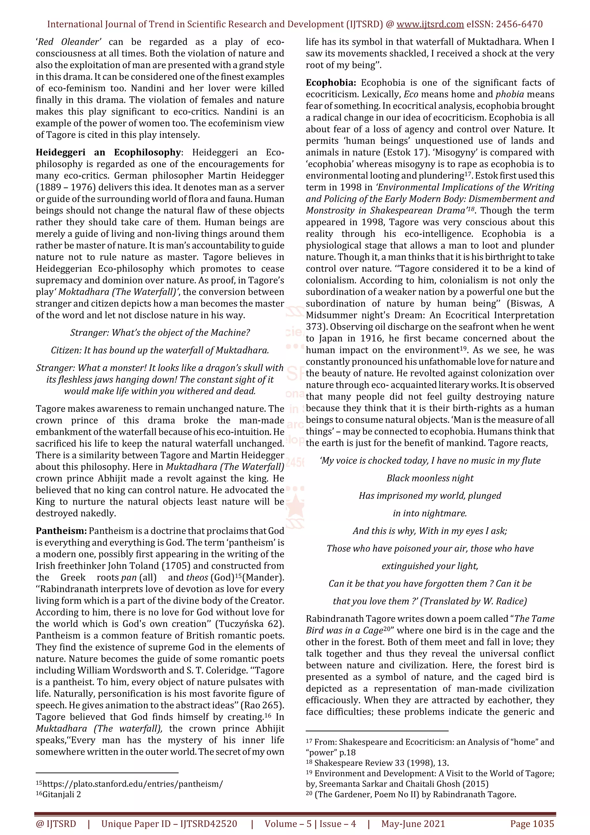 The Works of Rabindranath Tagore An Ecocritical Reading | PDF