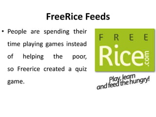 Free Rice Feeds - Social gamification - Manu Melwin Joy | PPT