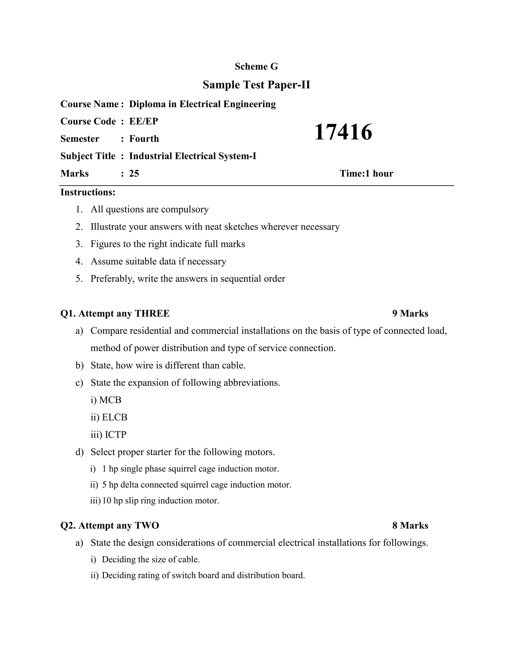 17416 industrial electrical system-i | PDF