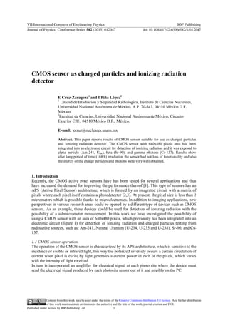 CMOS sensor as charged particles and ionizing radiation detector | PDF