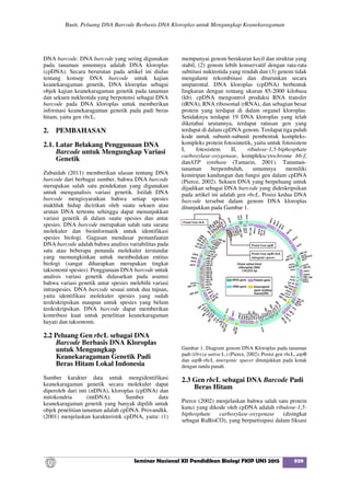 Peluang gen rbcL sebagai DNA barcode berbasis DNA kloroplas untuk ...