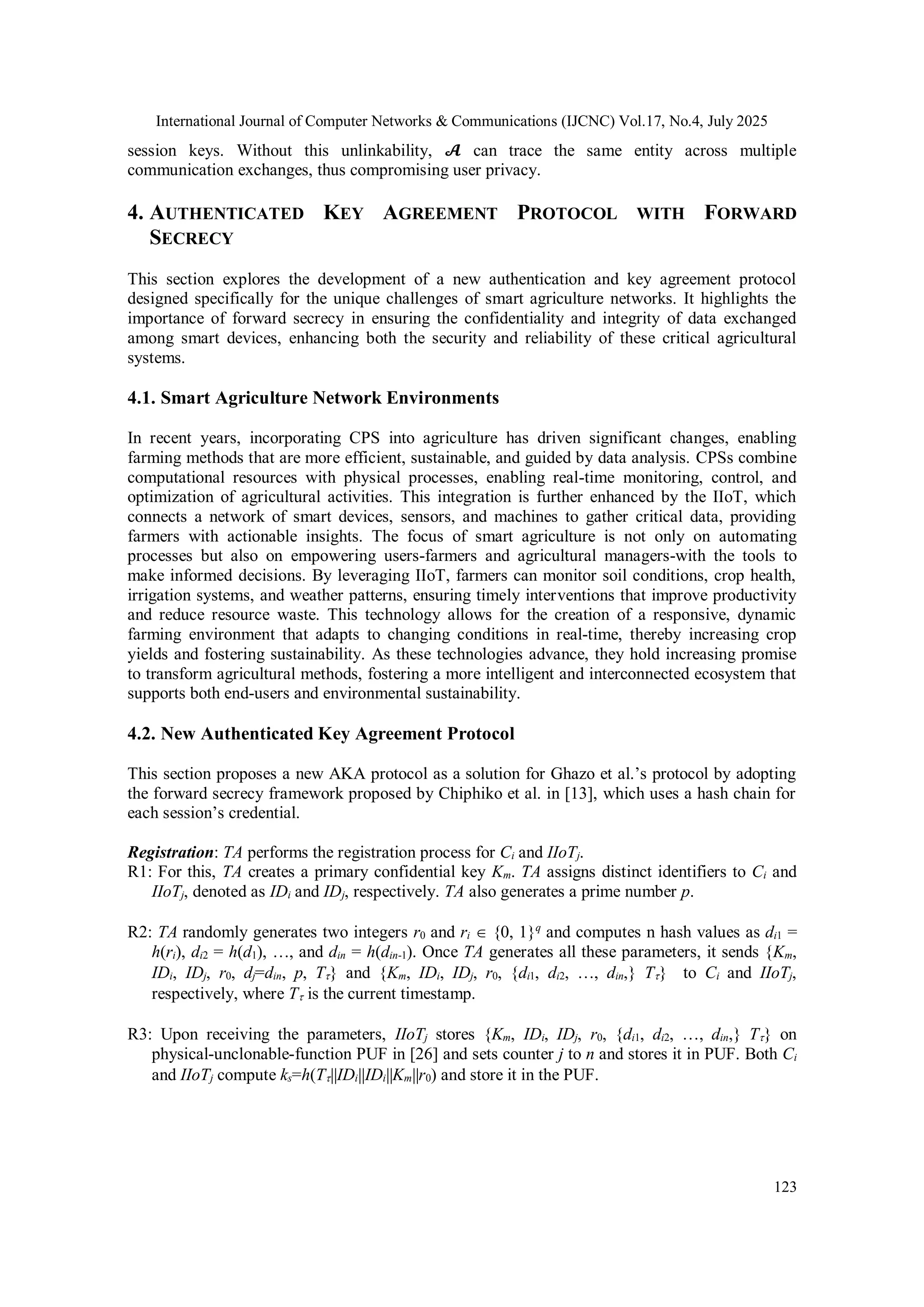 Authenticated Key Agreement Protocol with Forward Secrecy for Securing Cyber Physical Systems | PDF