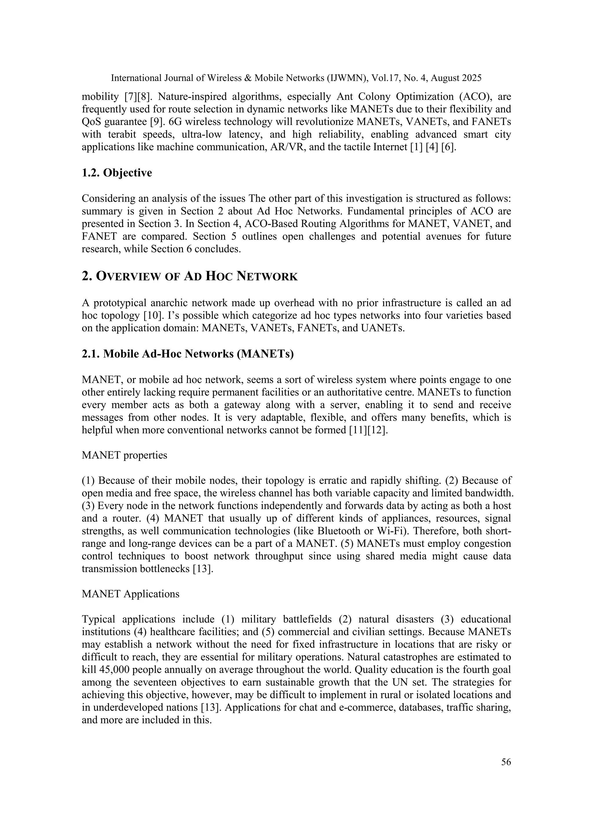 Ant Colony Optimization in Ad Hoc Networks: A Comprehensive Survey | PDF