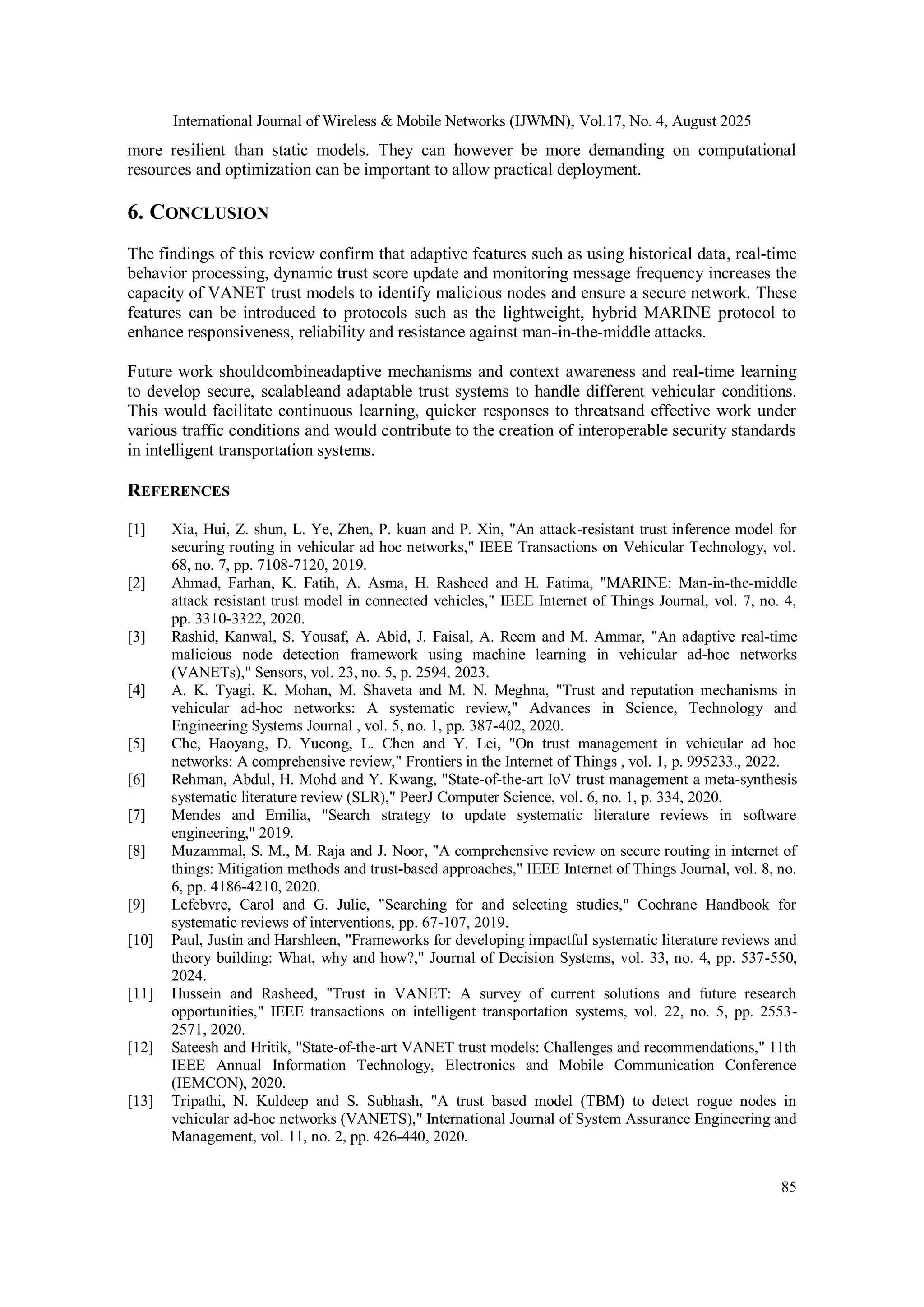 SYSTEMATIC REVIEW OF VEHICULAR AD-HOC NETWORKS TRUST-BASED MODELS | PDF